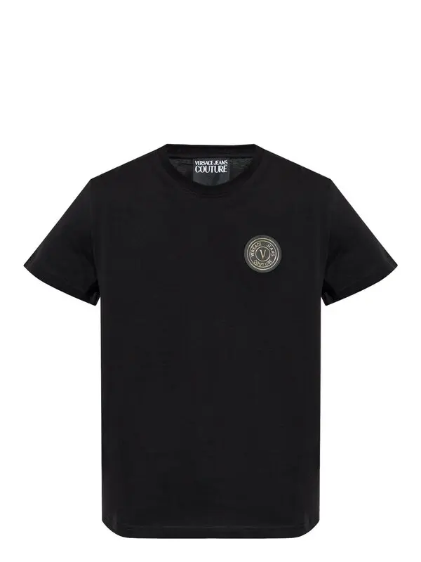 Versace T-shirt With Logo Patch - Black
