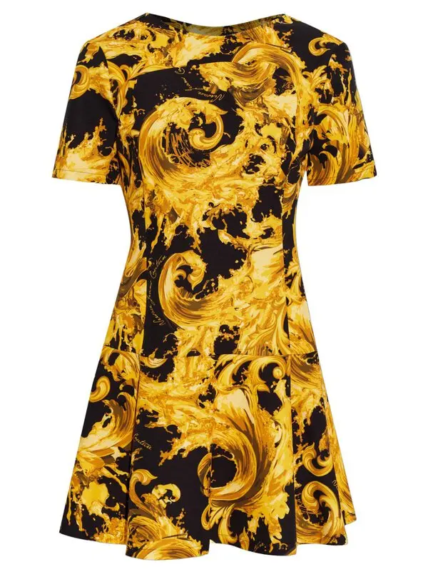 Versace Barocco Print A-line Dress - Black