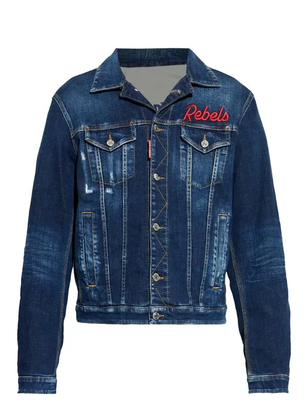 Dsquared2 Denim Vintage-effect Jacket - Navy Blue