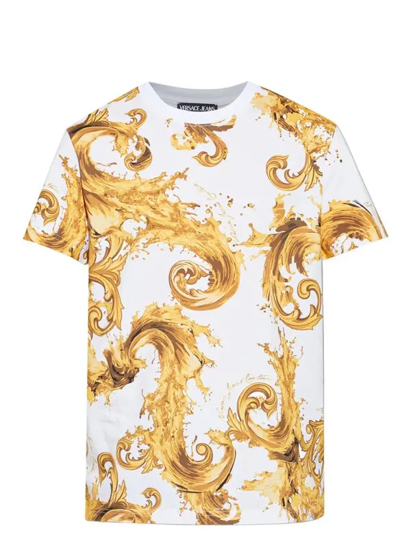 Versace T-shirt With `barocco` Pattern - Yellow