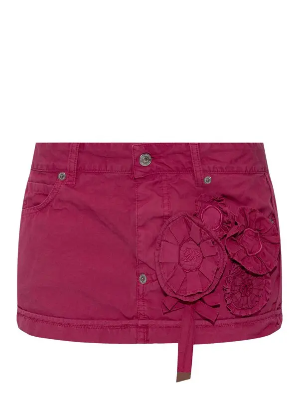 Dsquared2 Short Skirt With Appliqu - Pink
