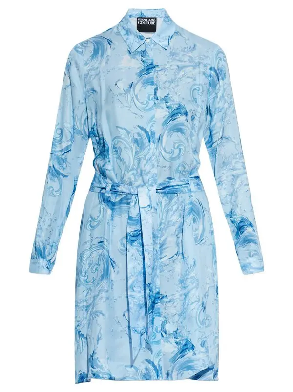 Versace Belted Viscose Dress - Blue