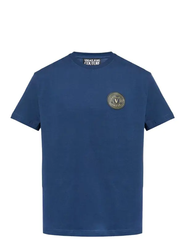 Versace T-shirt With Logo Patch - Navy Blue
