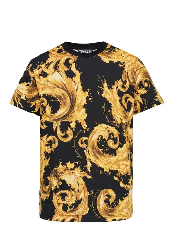 Versace T-shirt With 'barocco' Pattern - Yellow