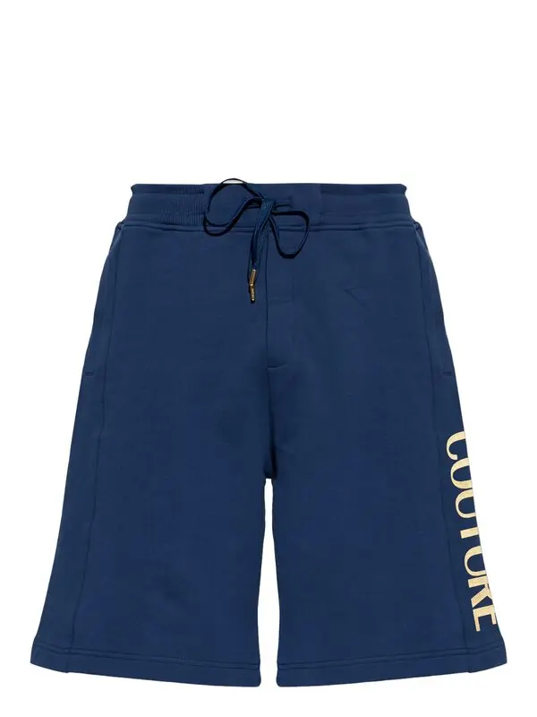Versace Sweat Shorts With Printed Logo - Navy Blue