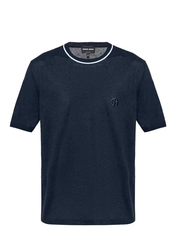Giorgio Armani T-shirt With Logo - Navy Blue