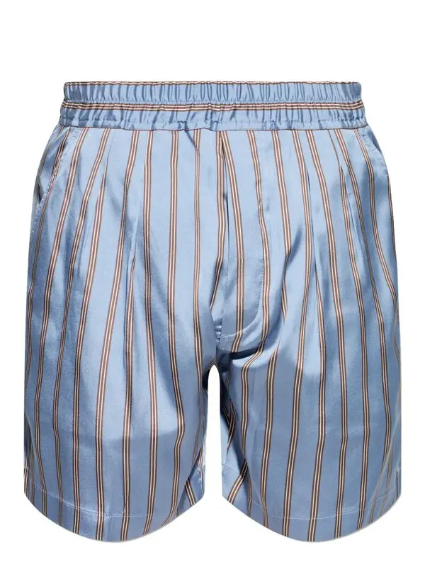 TOM FORD Striped Silk Shorts - Blue