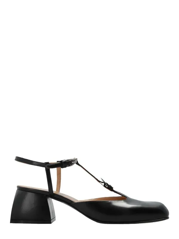 NODALETO Leather Heeled Pumps - Black