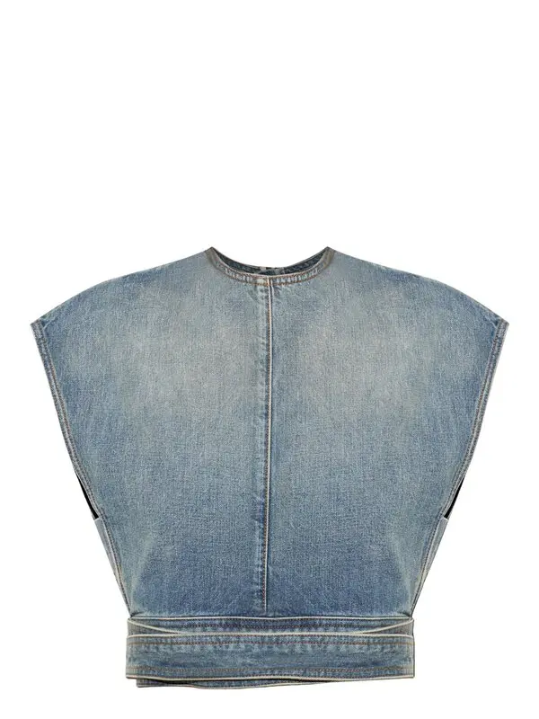Alaïa Denim Top With Tie Detail - Blue