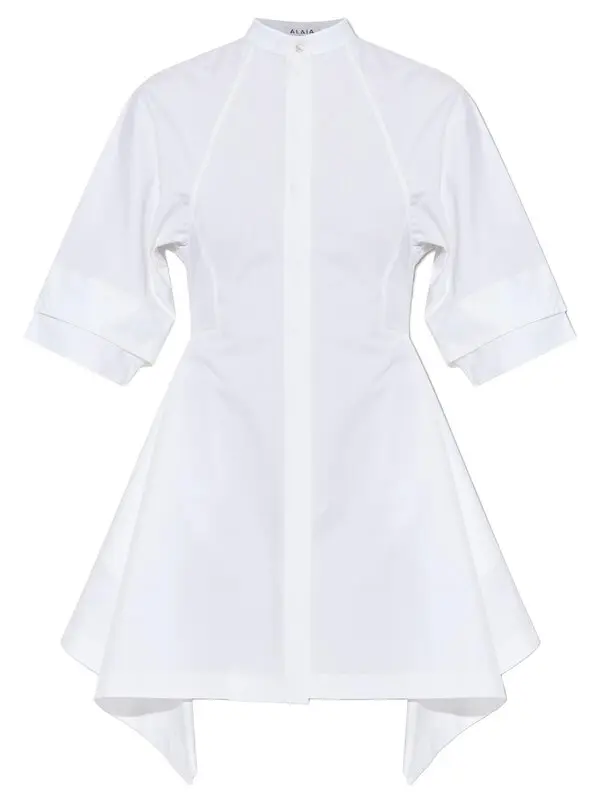 Alaïa Asymmetrical Short-sleeved Dress - White