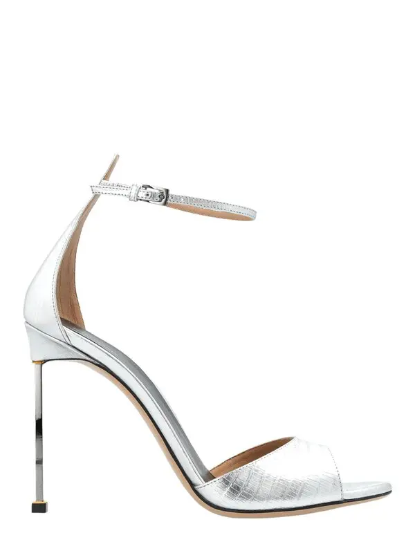 TOM FORD Leather Heeled Sandals - Silver