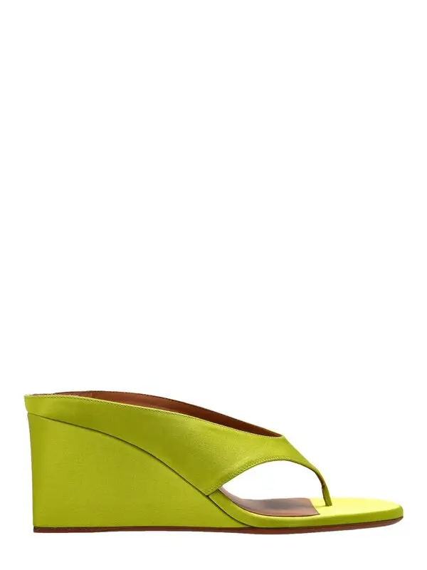 Alaïa Satin Wedge Mules - Green