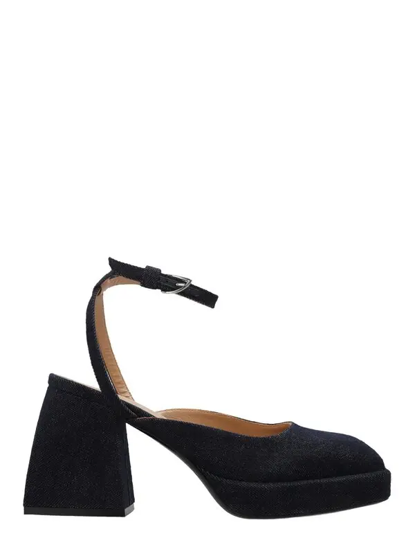 NODALETO Denim Platform Pumps - Navy Blue