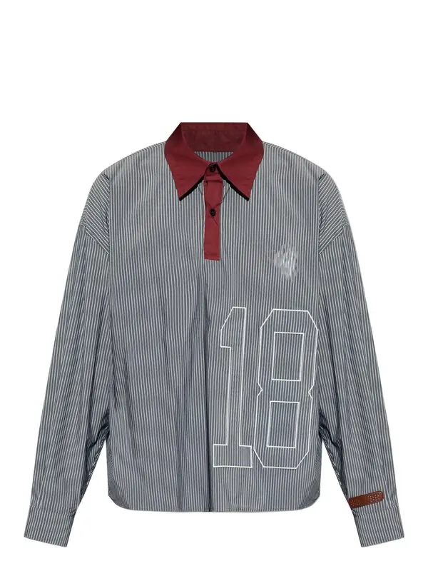 PDF Striped Pattern Polo - Grey
