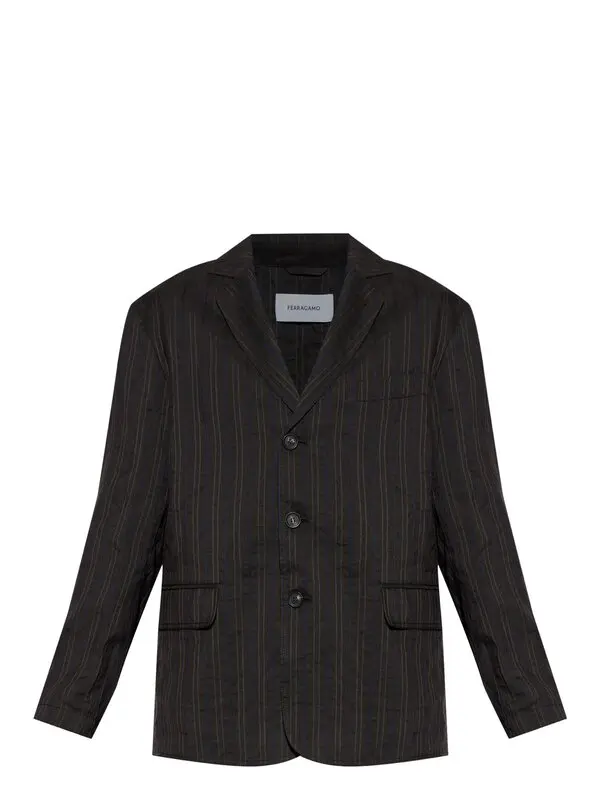 FERRAGAMO Pinstripe Patterned Blazer - Brown