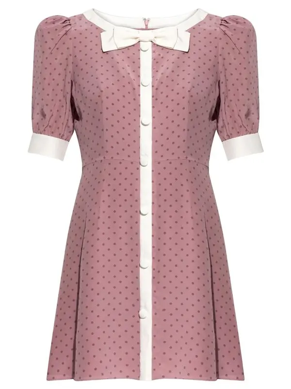 Alessandra Rich Silk Polka Dot Mini Dress - Pink