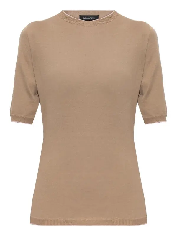 Fabiana Filippi Knit Top With Round Neckline - Beige