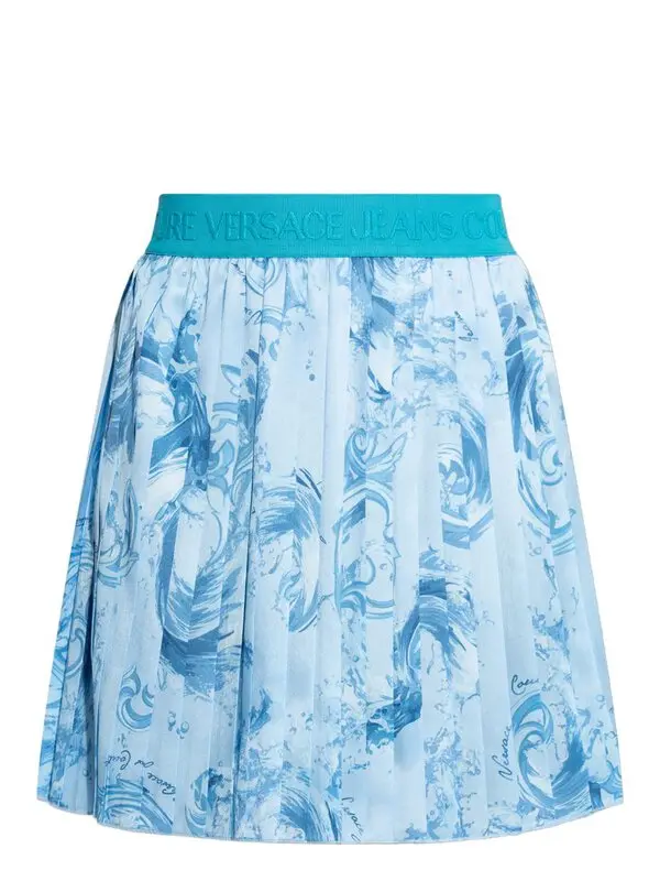 Versace Pleated Skirt With Barocco Pattern - Blue