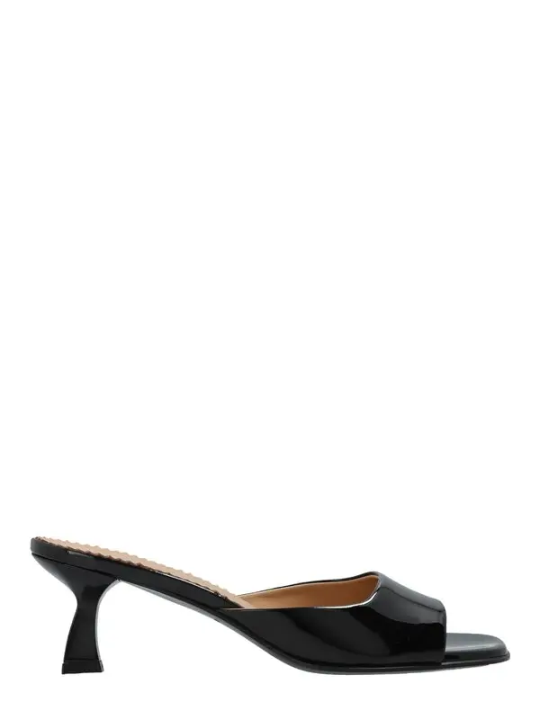 NODALETO Leather Heeled Mules - Black