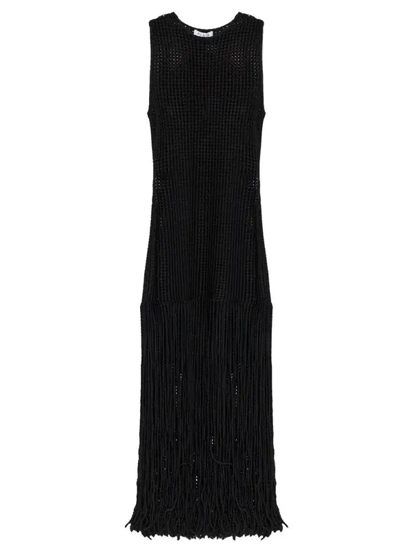 Alaïa Long-fringed Midi Dress - Black