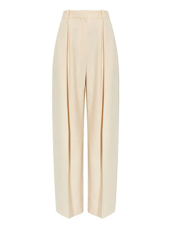 Victoria Beckham Pleated Trousers - Cream