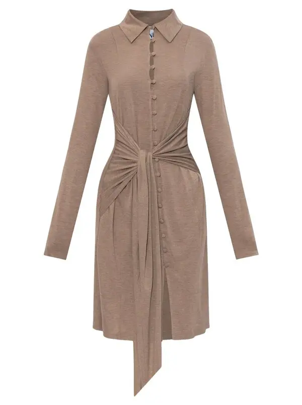 GANNI Dress With Tie Detail - Brown
