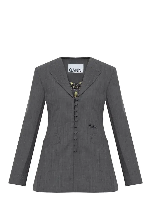 GANNI Single-vent Blazer - Grey