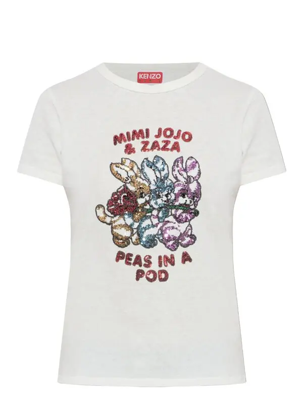 Kenzo T-shirt With Sequined Applique - White
