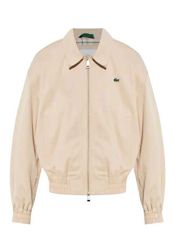 Lacoste Cotton Jacket With Logo Patch - Beige
