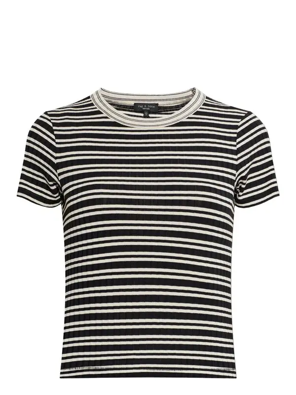 Rag & Bone Striped Pattern Top - Black