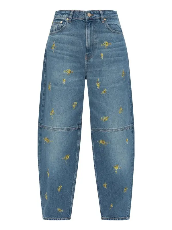 GANNI Floral Motif Jeans - Blue