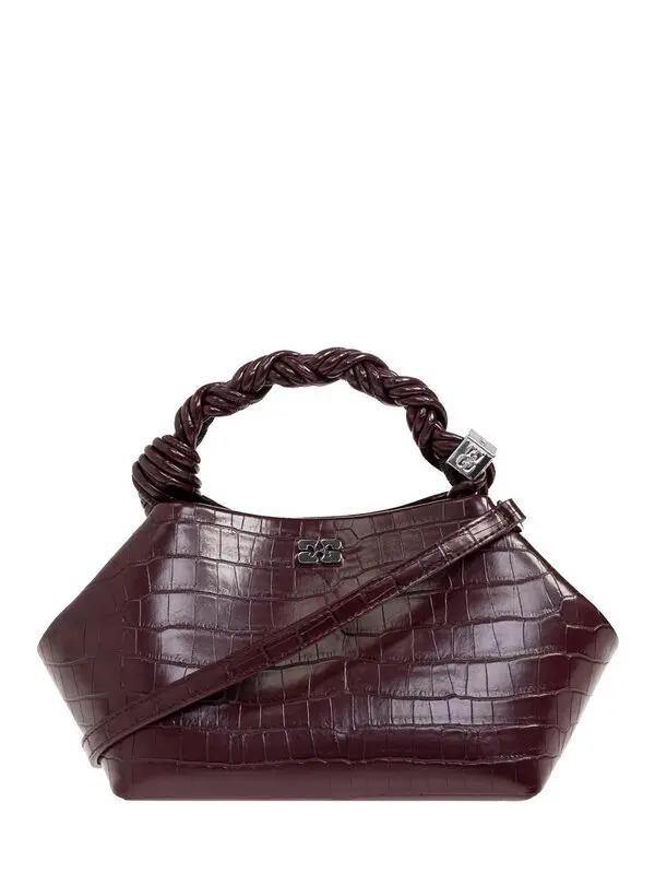GANNI Eco-leather Handbag With Knot Handle - Burgundy
