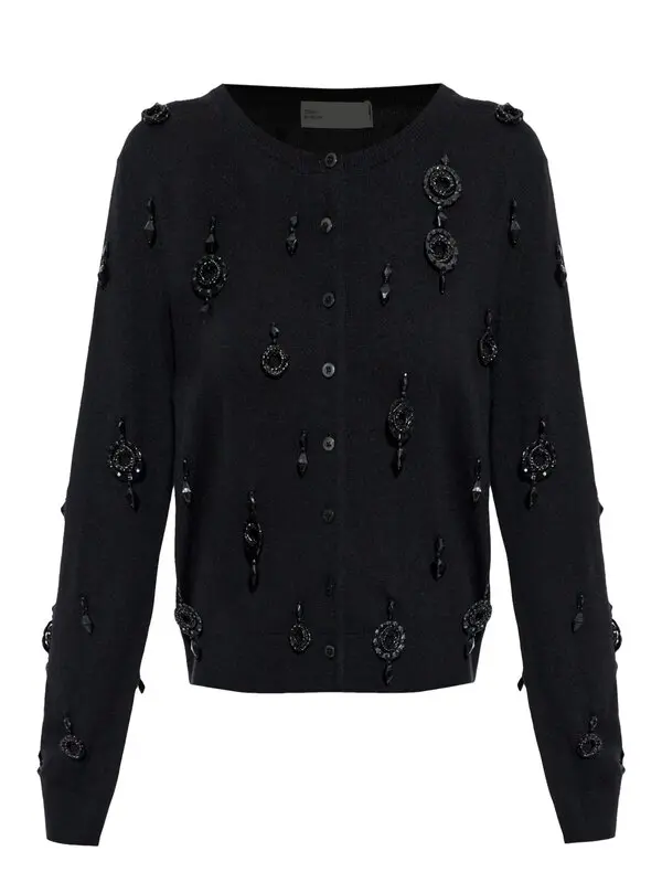 Tory Burch Appliquéd Wool-cashmere Cardigan - Black