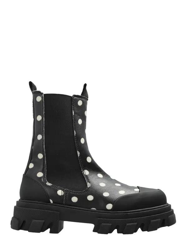 GANNI Polka Dot Ankle Boots - Black