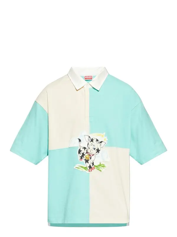 Kenzo Polo With A Colorful Patch - Blue