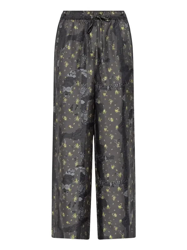 GANNI Loose-fit Silk Trousers - Grey