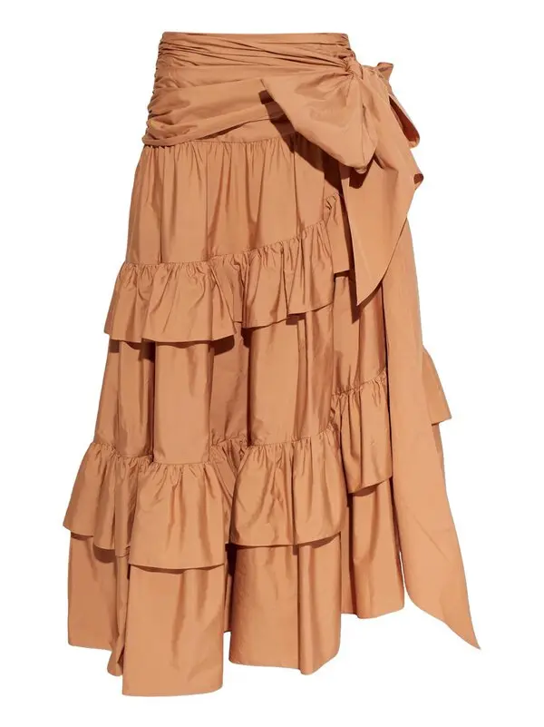 Chloé Ruffled Maxi Skirt - Brown