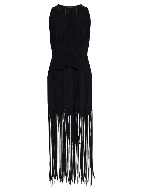 Balmain Sleeveless Midi Dress - Black