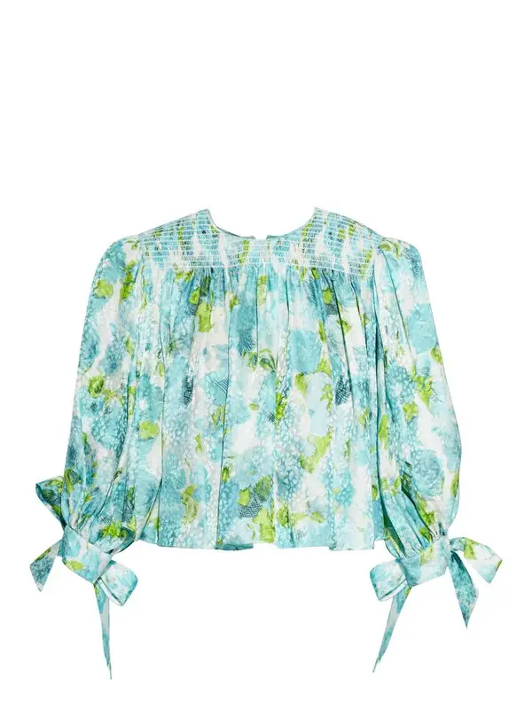 Chloé Floral Silk Top - Blue