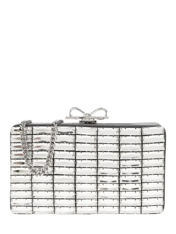 SELF-PORTRAIT Clutch Bag With Crystal Embellishments - Grey