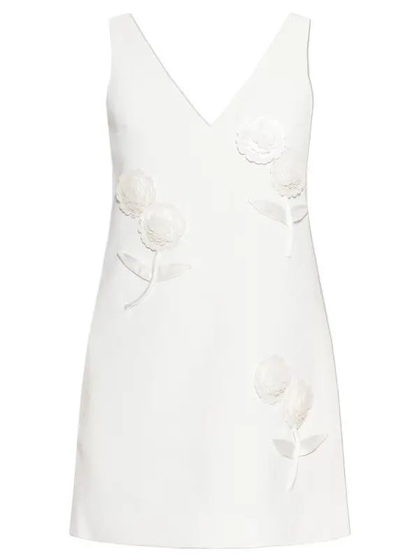 SELF-PORTRAIT Short Dress With Appliqués - White
