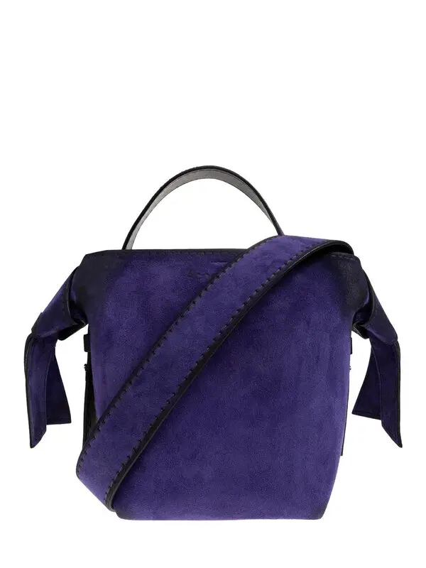 Acne Studios Suede Handbag With Logo - Purple