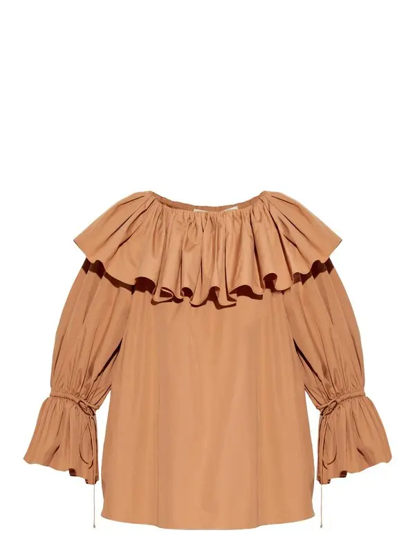 Chloé Loose-fit Top With Ruffle - Brown