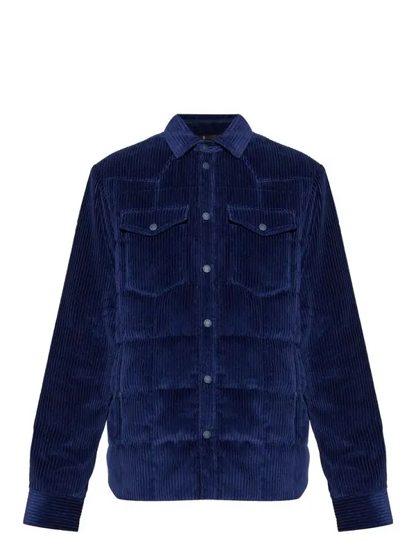 Moncler Corduroy Down Overshirt - Navy Blue