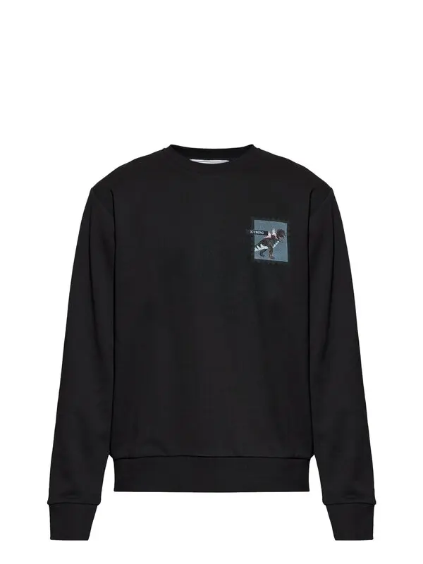 Iceberg Printed Cotton Sweatshirt - Black