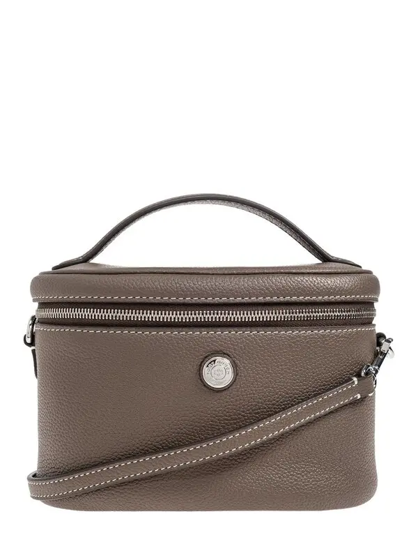 Tory Burch Pebbled Leather Cosmetic Bag - Brown