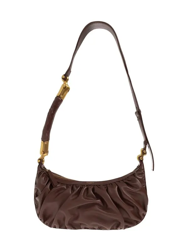 Balmain Hobo Medium Shoulder Bag - Brown