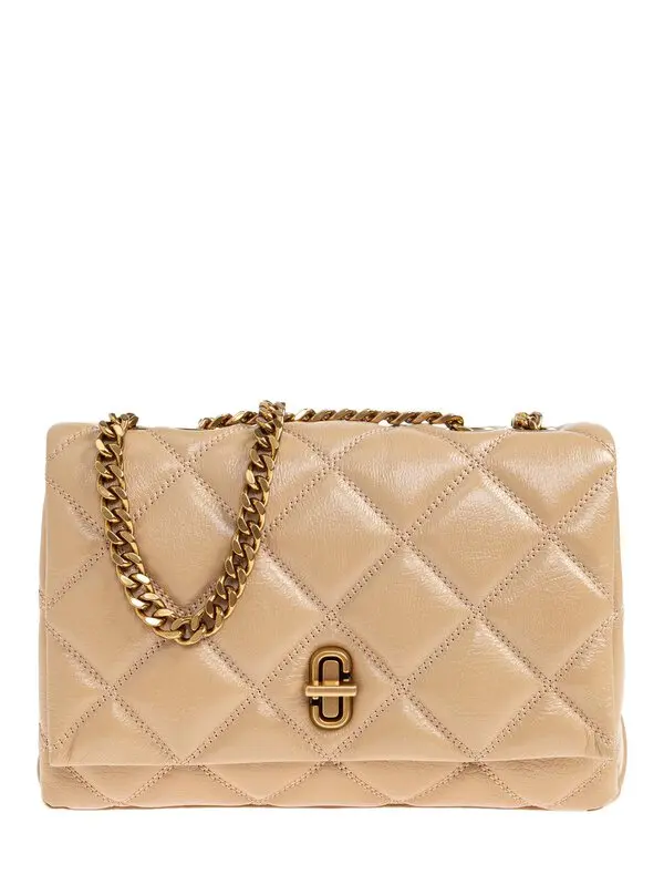 Marc Jacobs Leather Shoulder Bag With Logo - Beige