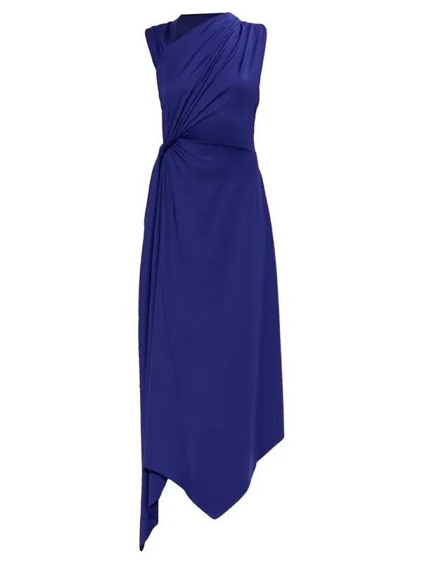 Victoria Beckham Asymmetric Draped Dress - Navy Blue