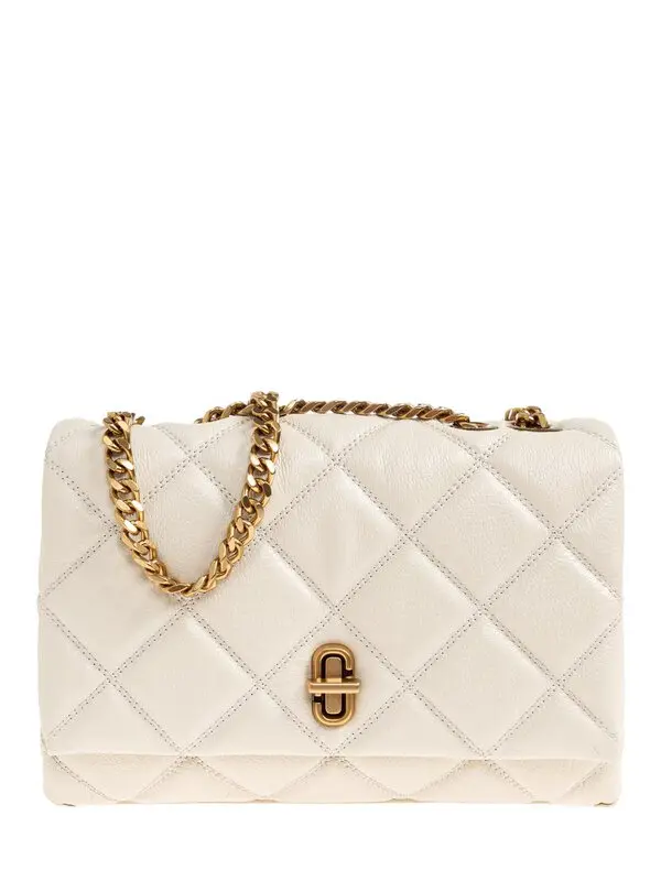 Marc Jacobs Leather Shoulder Bag With Logo - Cream